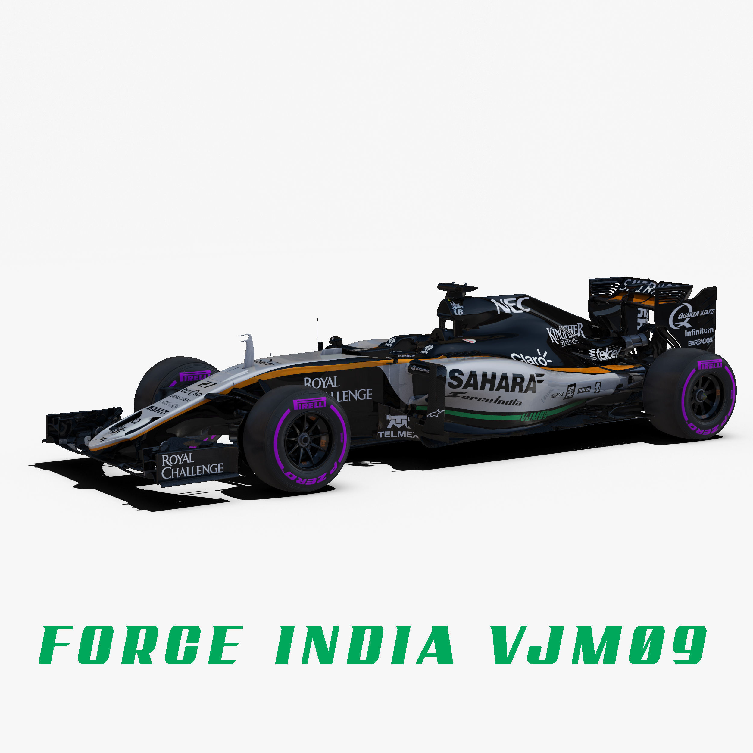 3D model Force India VJM09 car VR / AR / low-poly rigged | CGTrader