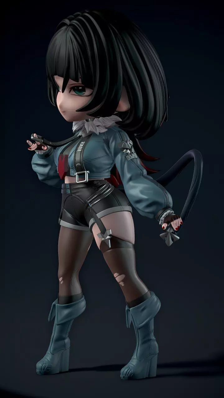 Stylized Anime Chibi Girl with Katana 3D model 3D printable | CGTrader