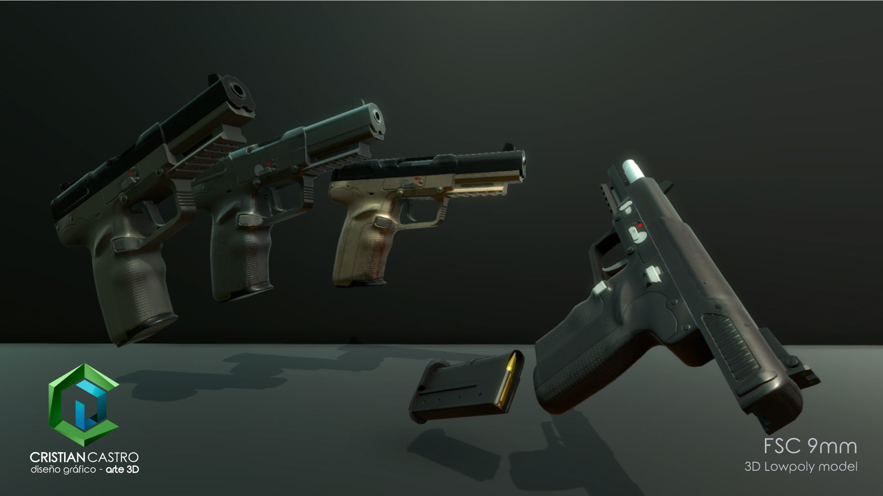 3D model FSC-9mm gun with magazine VR / AR / low-poly | CGTrader