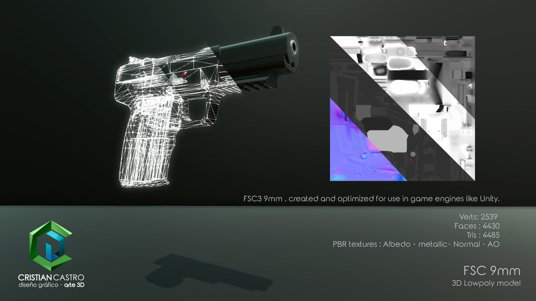 3D model FSC-9mm gun with magazine VR / AR / low-poly | CGTrader