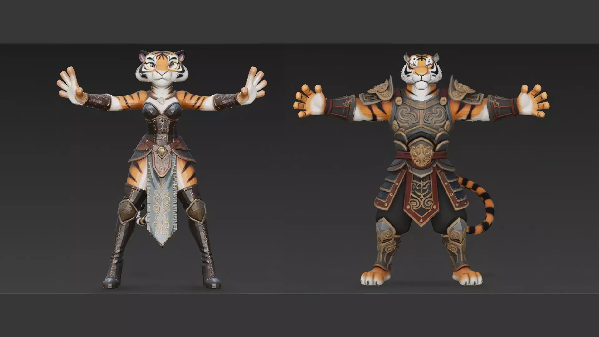 3D model Cartoon Fantasy Tiger Character Bundle VR / AR / low-poly ...