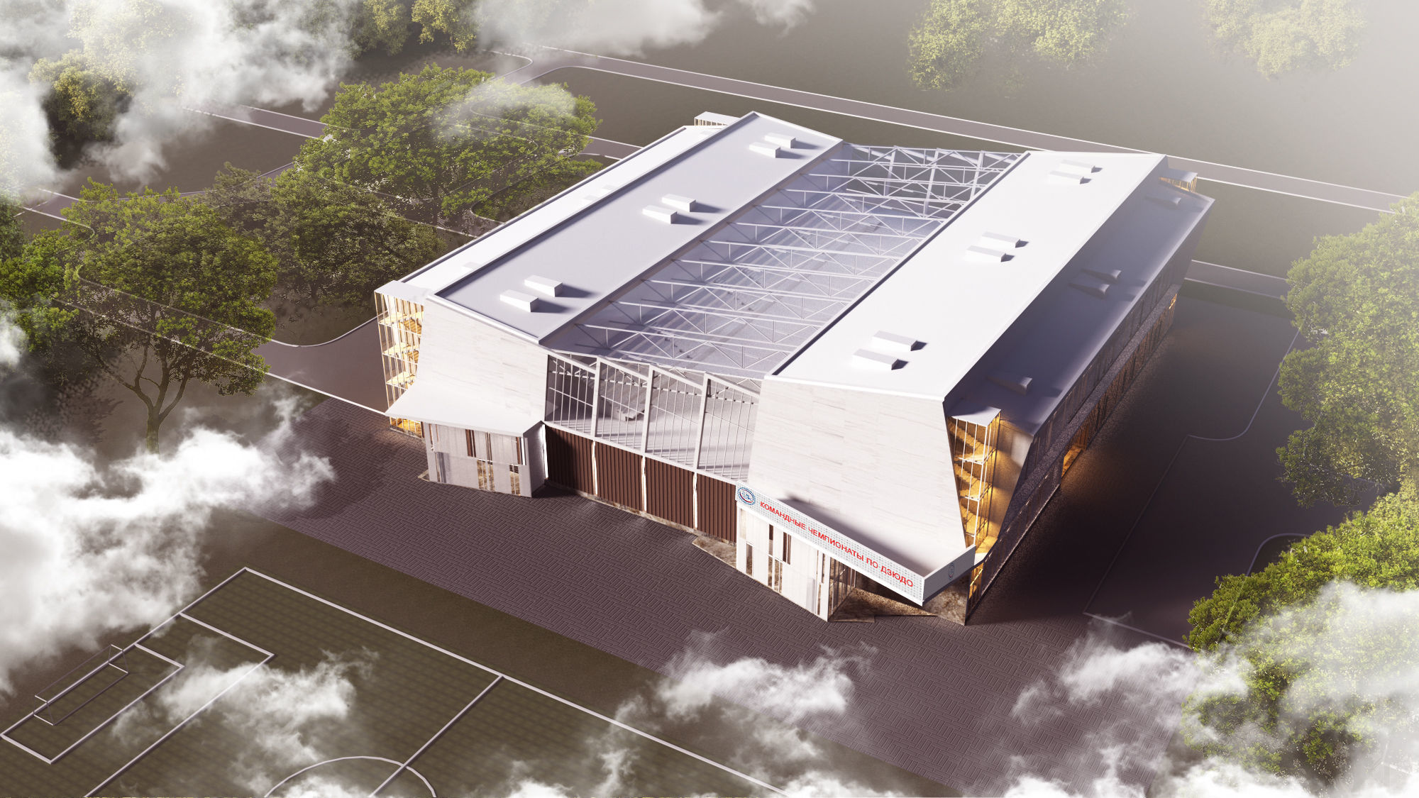 Sport Center whith football field free 3D model | CGTrader