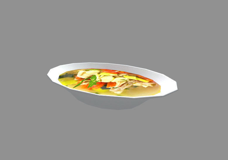 3D model low poly meal bowl of soup with vegetables in it VR / AR / low ...