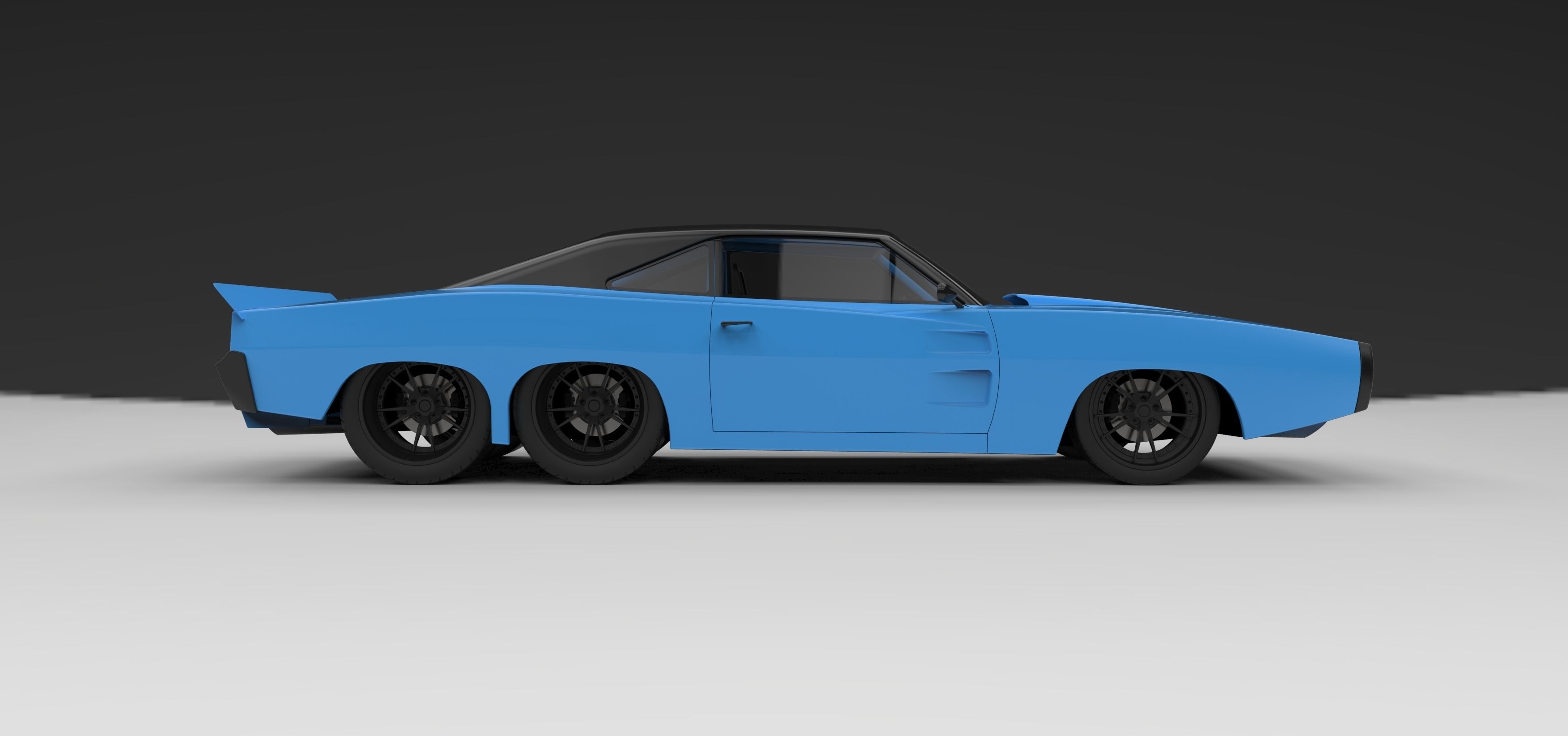 Dodge Charger six-wheeled concept 3D model | CGTrader