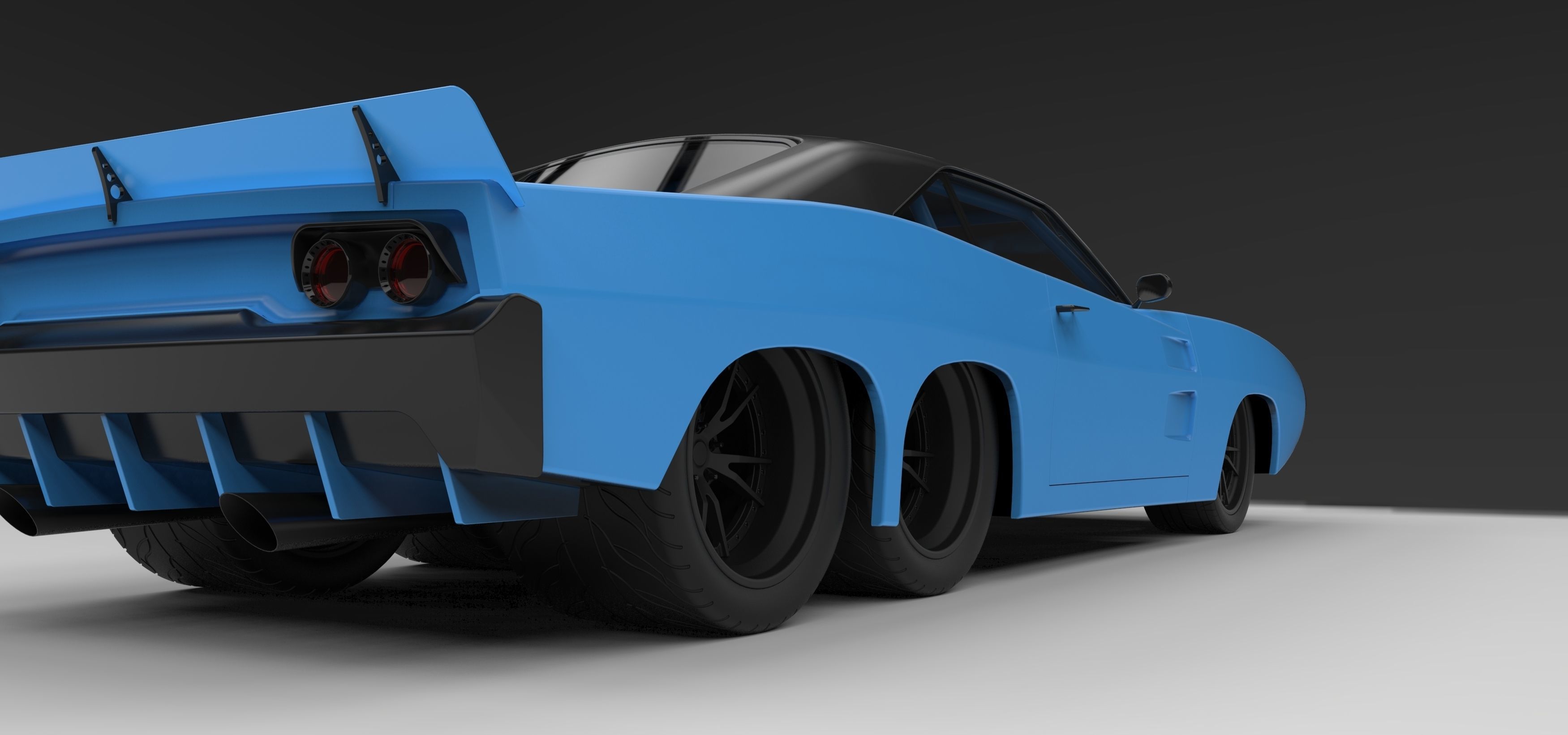 Dodge Charger six-wheeled concept 3D model | CGTrader