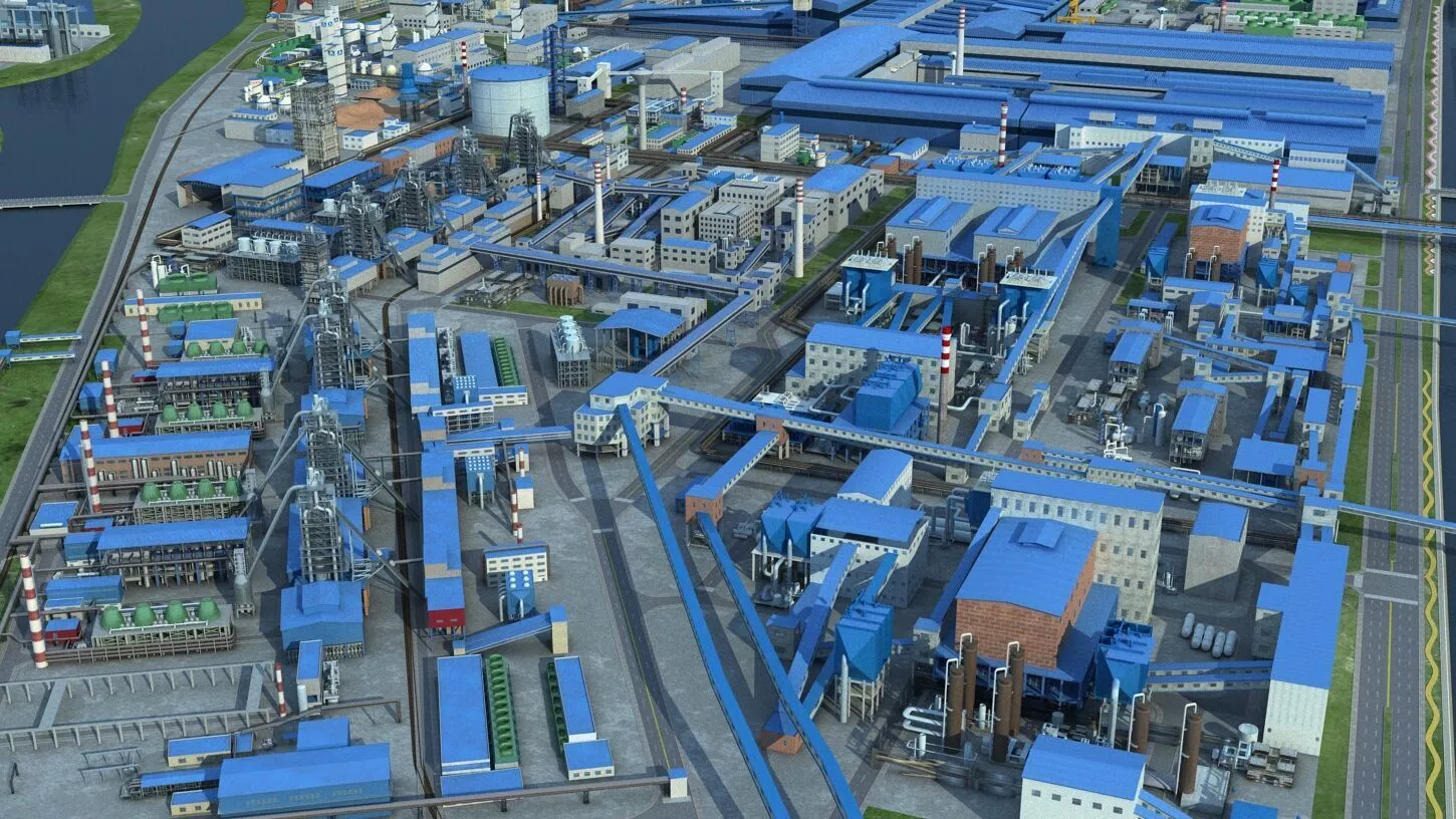 Rizhao Steelworks SteelPlant Industrial Park Complex 3D model | CGTrader