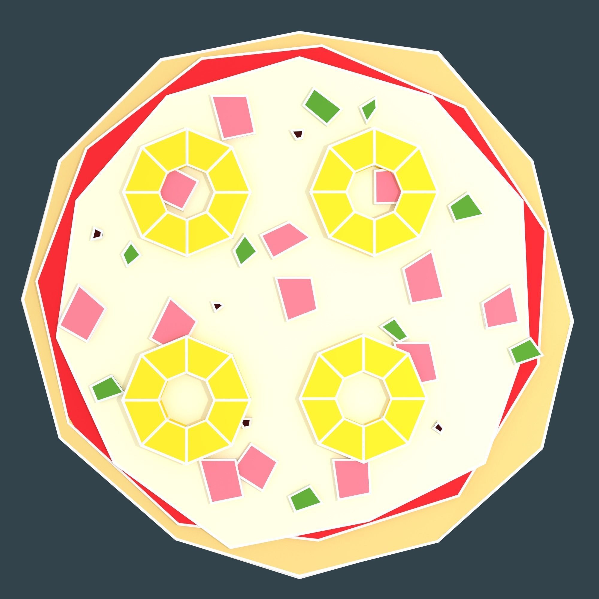 3D model Low-poly stylized pizza hawaii VR / AR / low-poly | CGTrader
