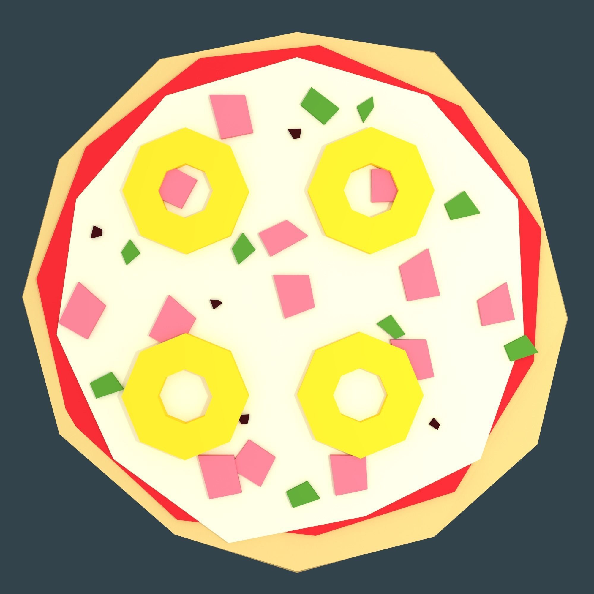 3D model Low-poly stylized pizza hawaii VR / AR / low-poly | CGTrader