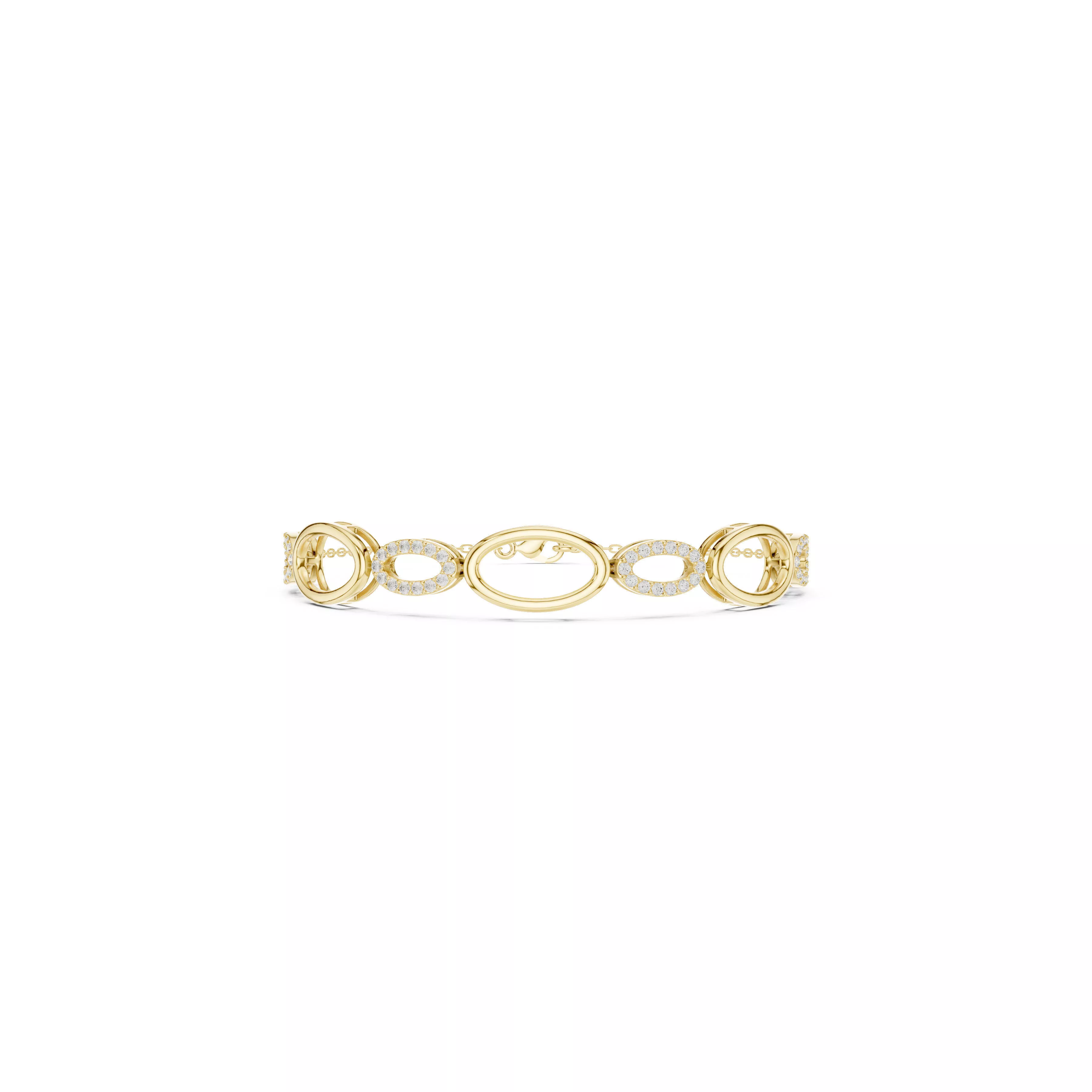 Oval Link Diamond Bracelet Modern Open Gold Link Bracelet 3D model 3D ...