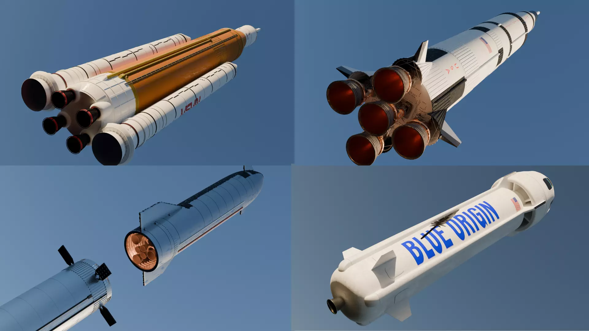 Rocket Collection Pack NASA SpaceX Blue Origin High Detail | CGTrader