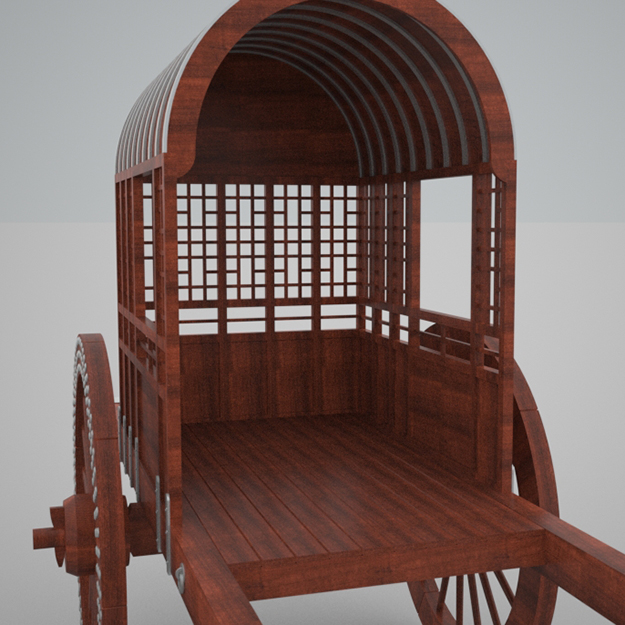 Chinese wooden cart 3D model | CGTrader
