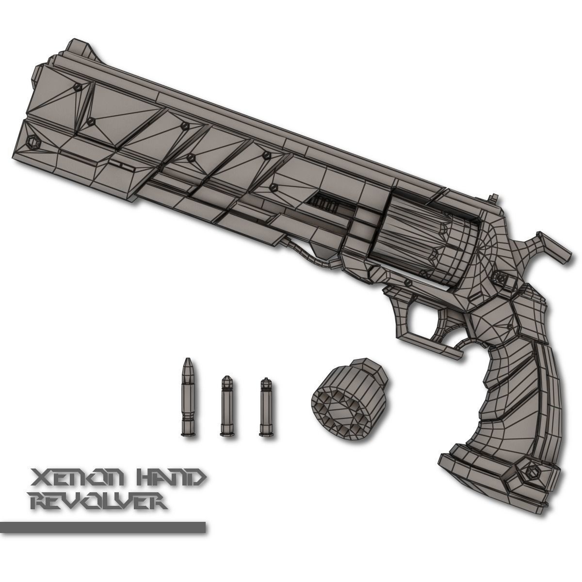 3D model Xenon Hand Revolver VR / AR / low-poly rigged animated | CGTrader