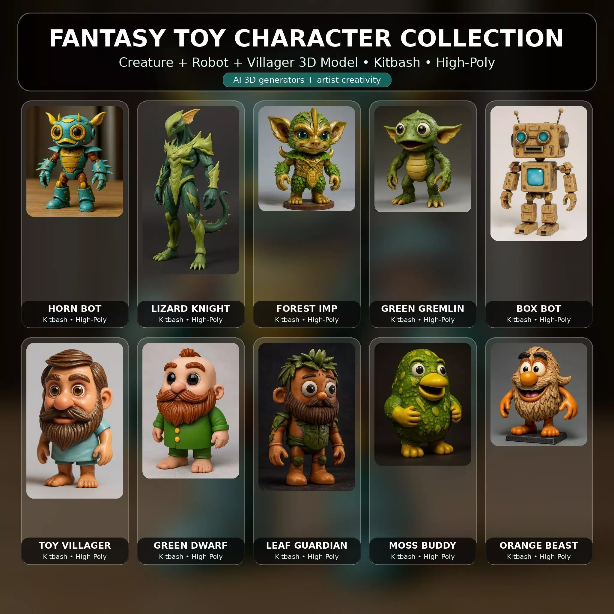 Fantasy Toy Character Collection Kitbash High-Poly 3D model 3D ...