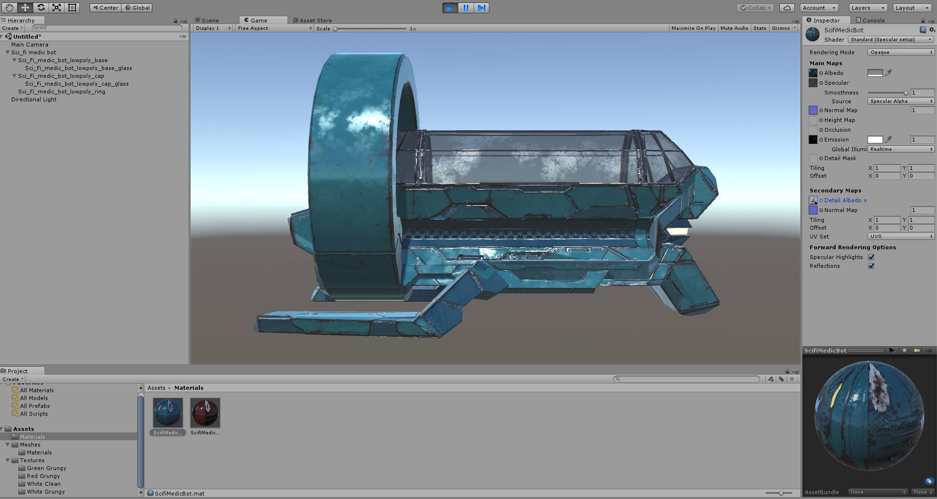3D model Sci Fi Medic Bot PBR Lowpoly VR / AR / low-poly | CGTrader
