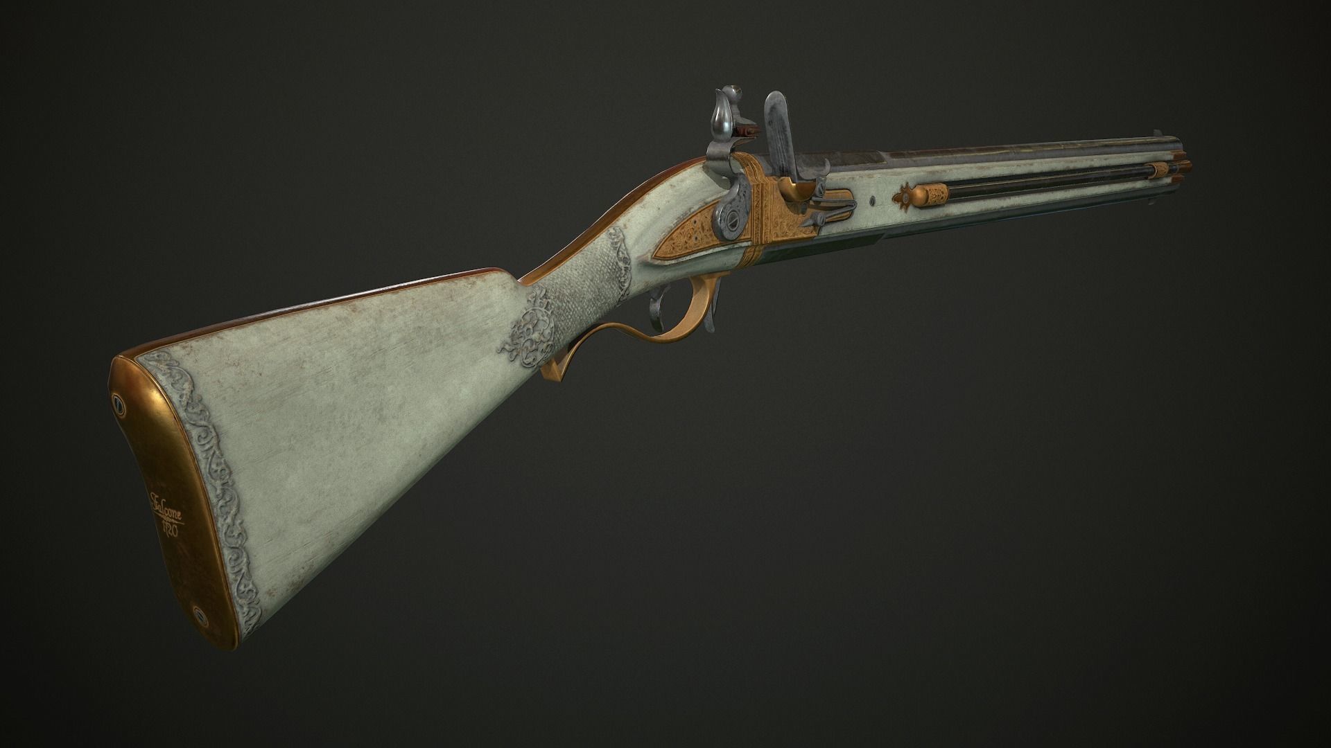 3D model Double-barreled Flintlock Rifle - 3 skins VR / AR / low-poly ...