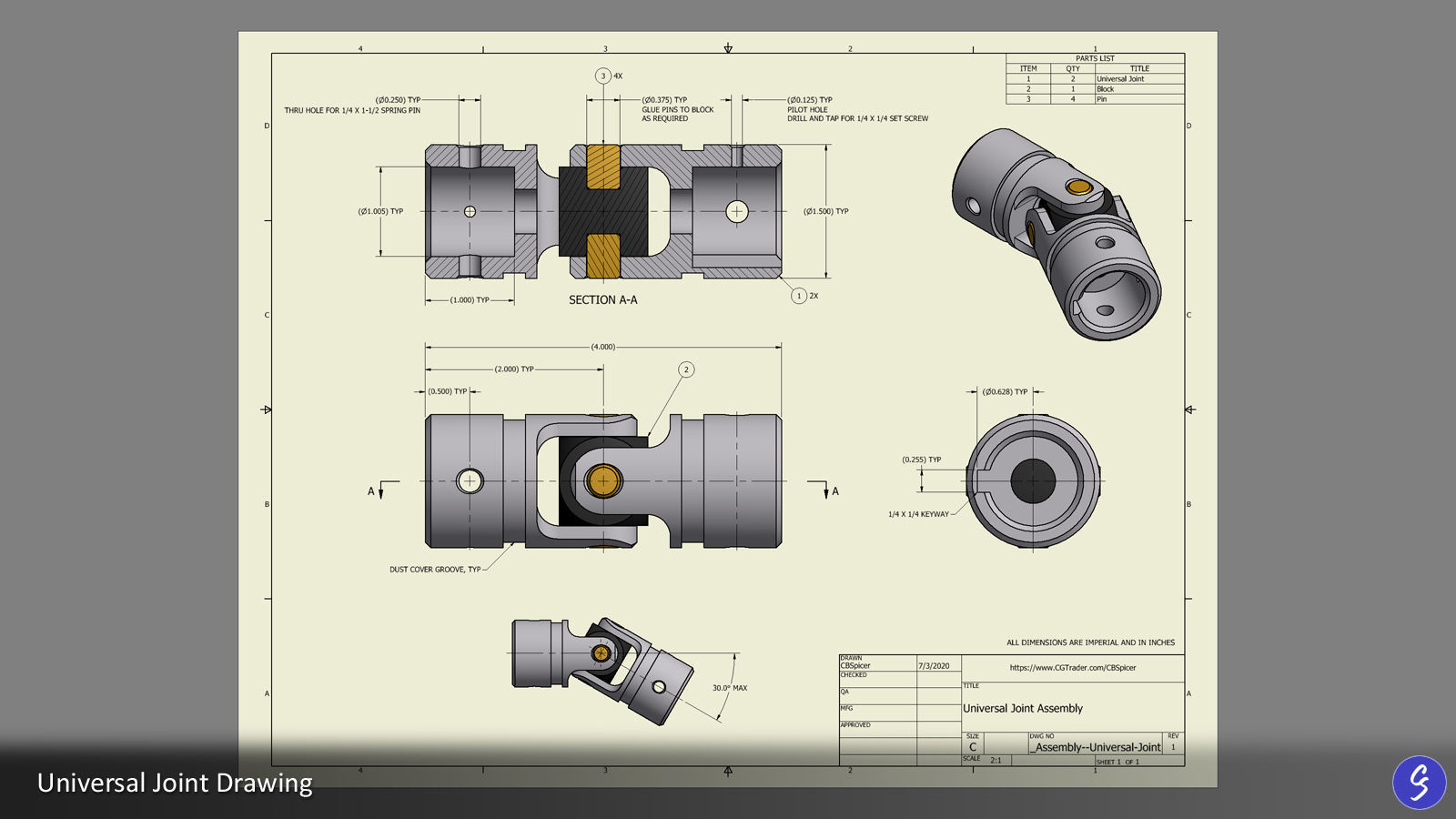 Universal Joint 3D model 3D printable | CGTrader