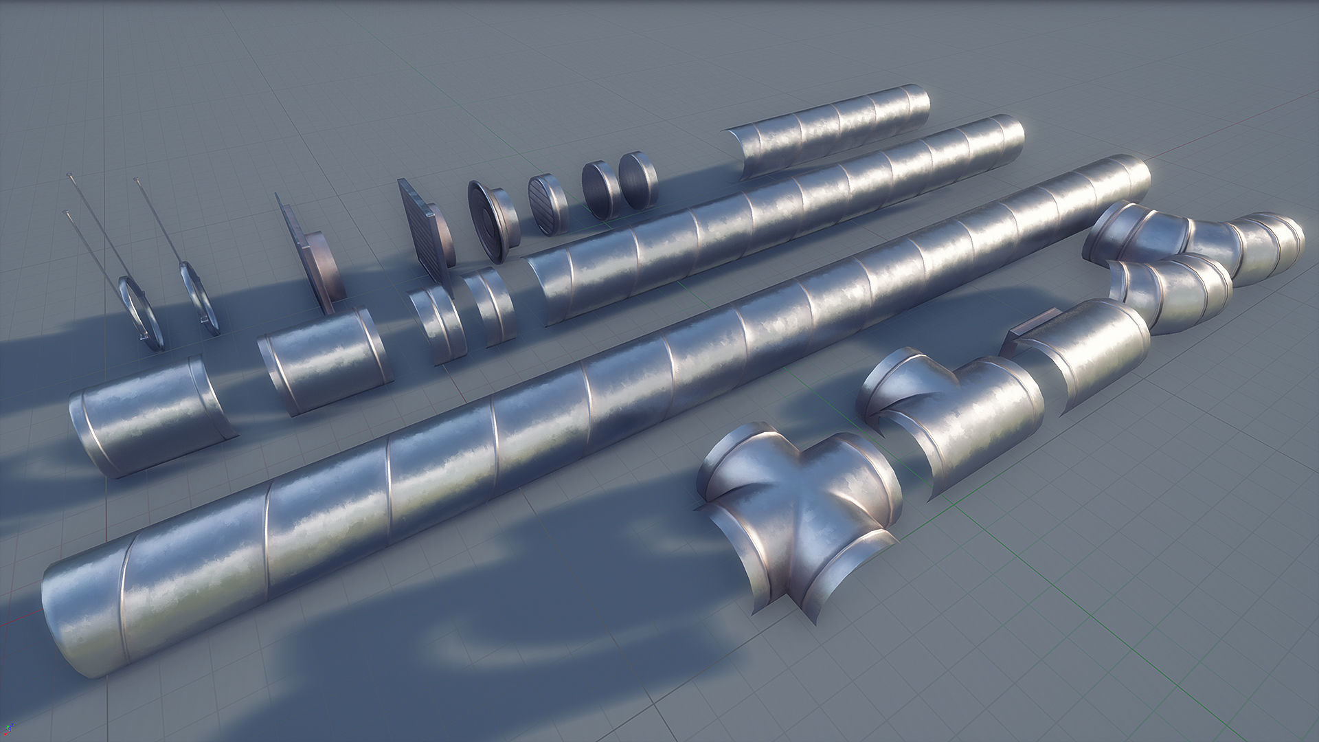 3D model Ventilation modular kitbash - gameready model for unreal unity VR / AR / low-poly ...