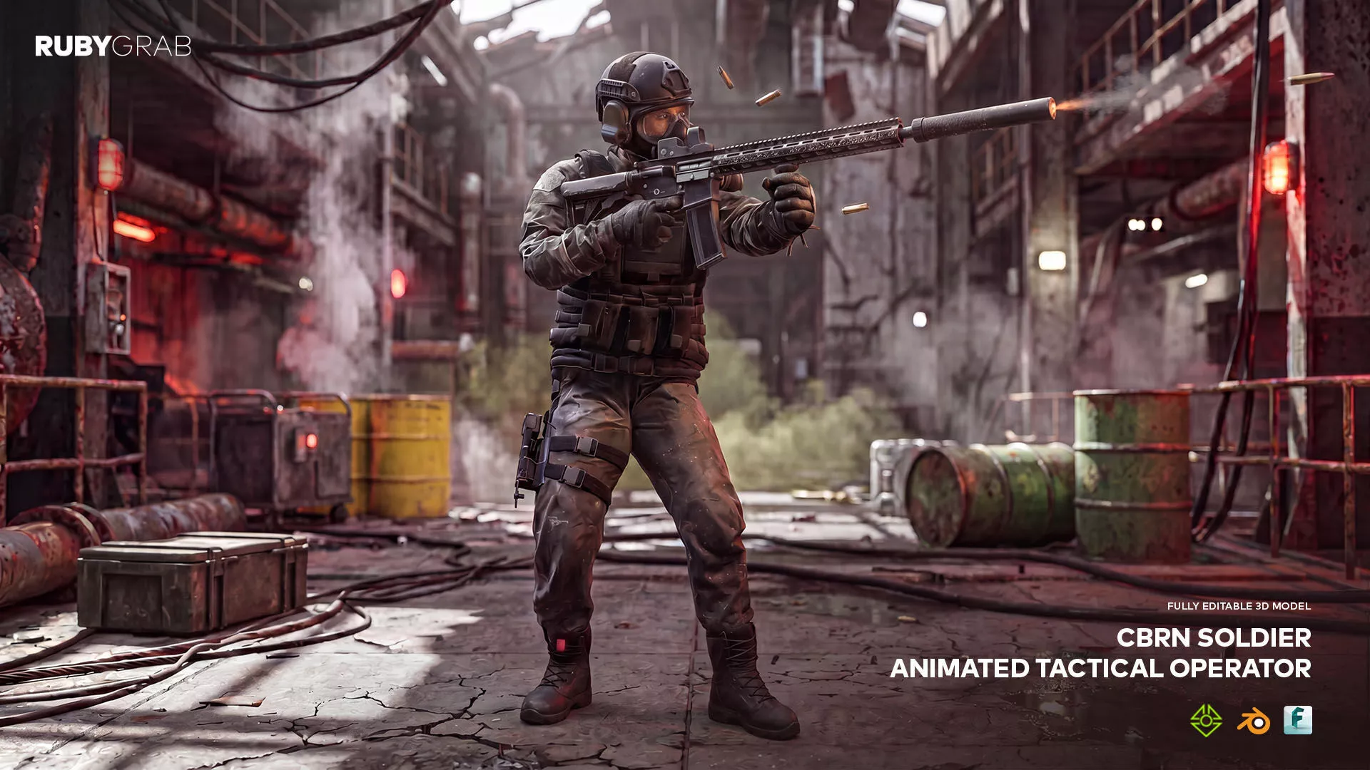 CBRN Soldier Hero Character Animated Tactical Operator 3D model ...