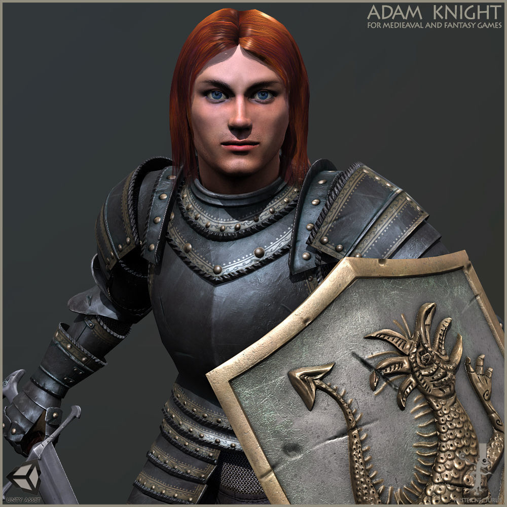 3D model Adam Knight Horseman Light VR / AR / low-poly rigged animated ...