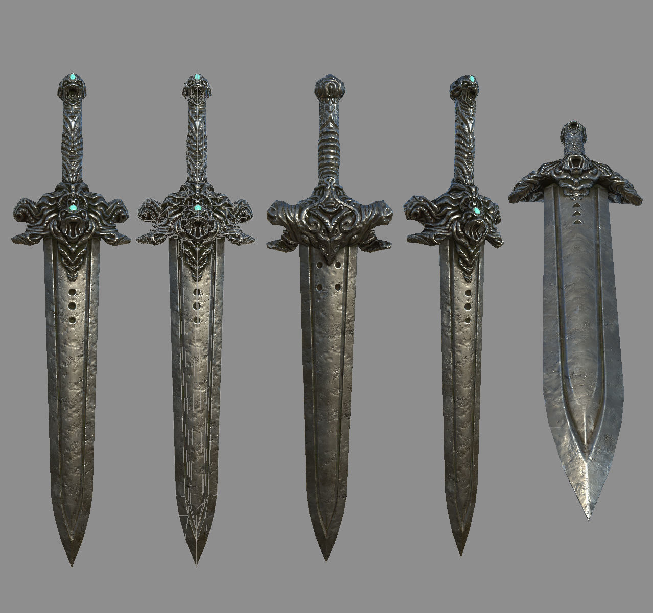 3D model Devil Sword Lowpoly 3D Model Texturing VR / AR / low-poly ...