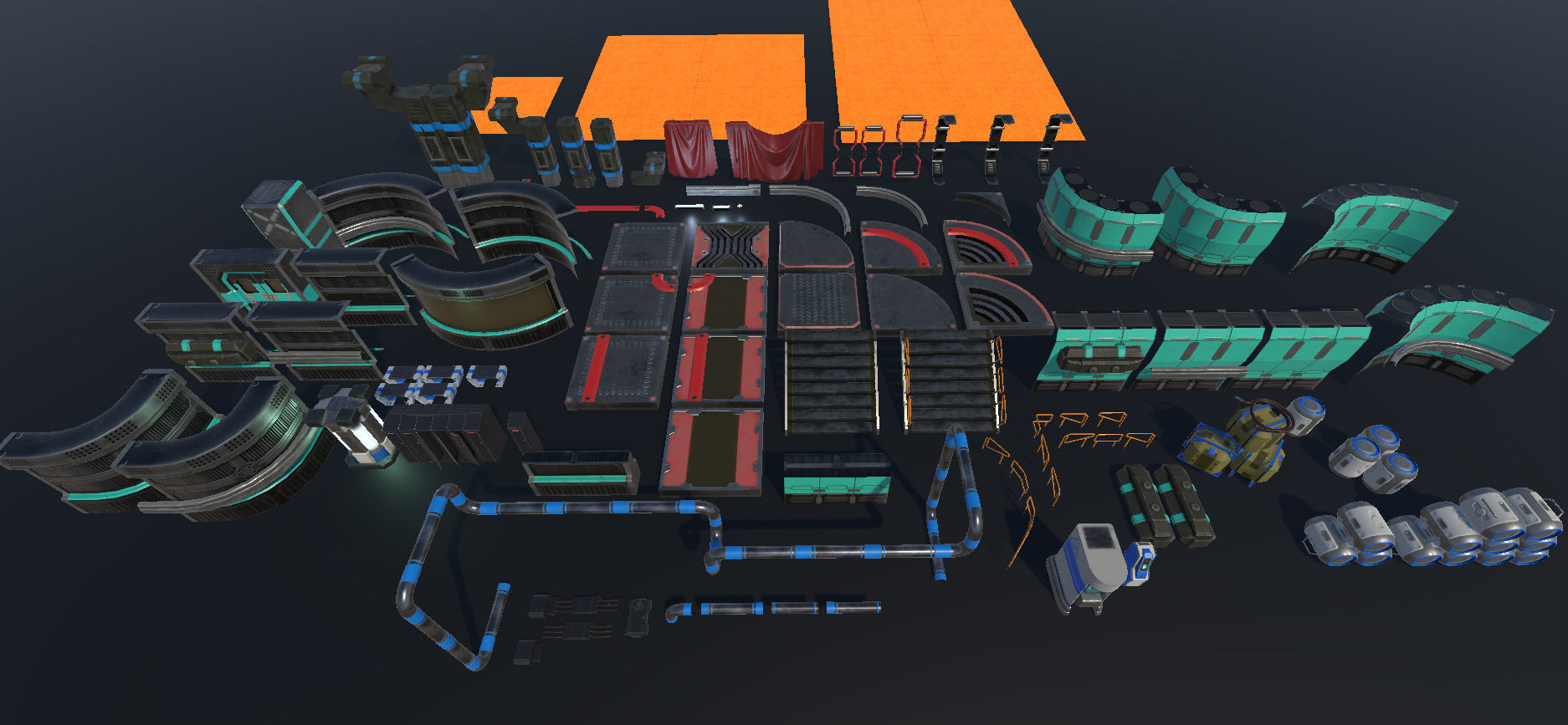 3D model Top-Down Sci Fi Factory Level Construction Kit VR / AR / low ...