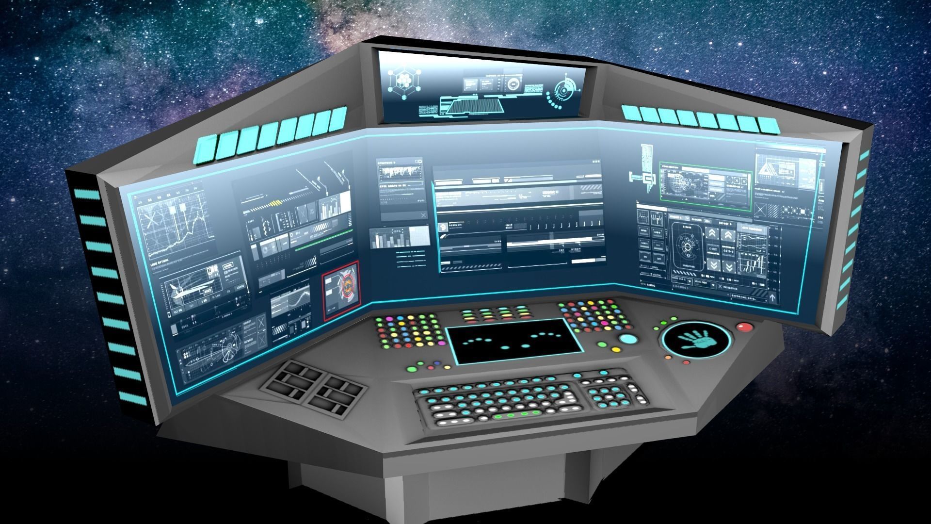 3D model Sci fi Space Ship Corner Terminal Computer - Game-Ready VR ...