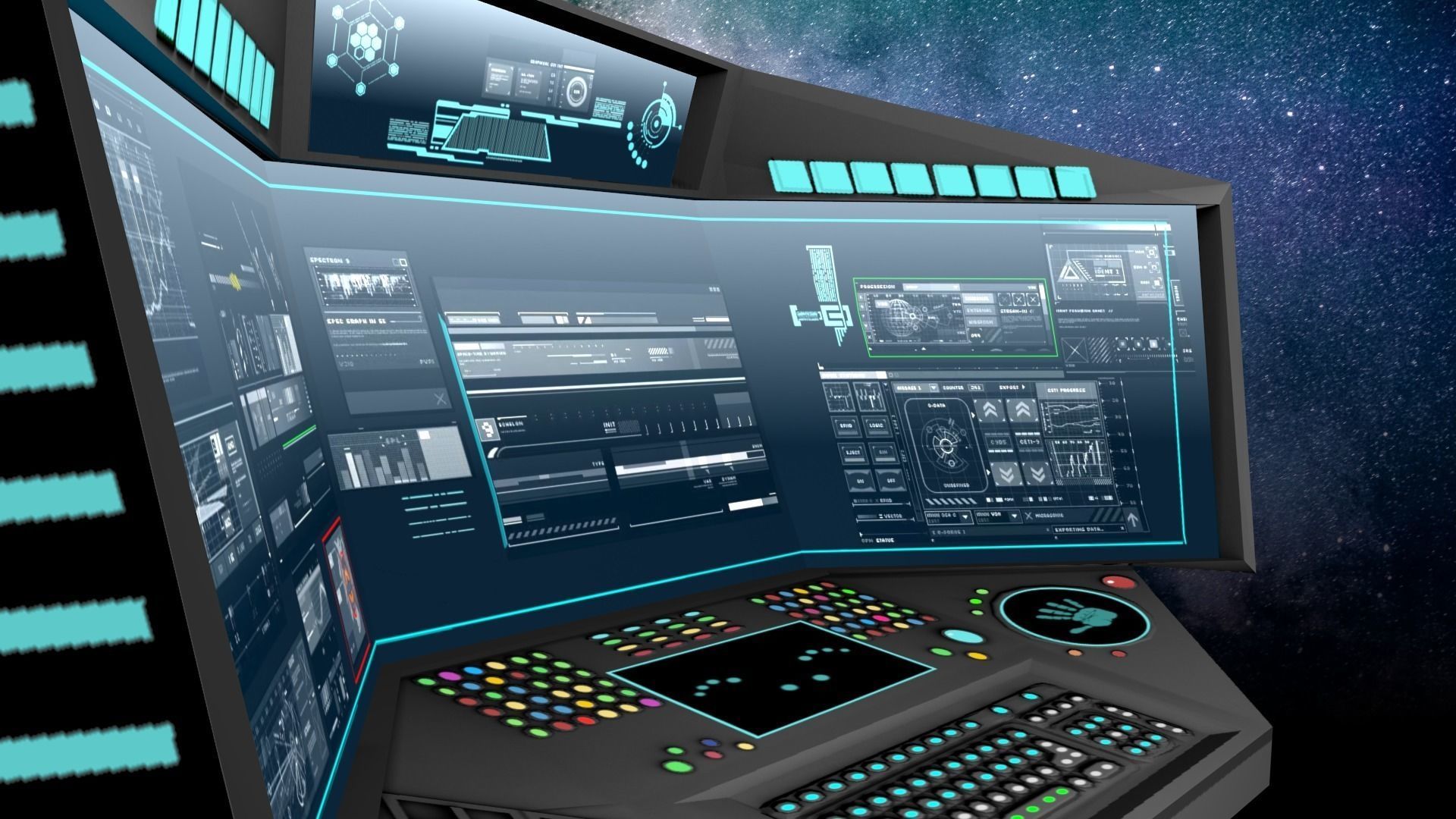 3D model Sci fi Space Ship Corner Terminal Computer - Game-Ready VR ...