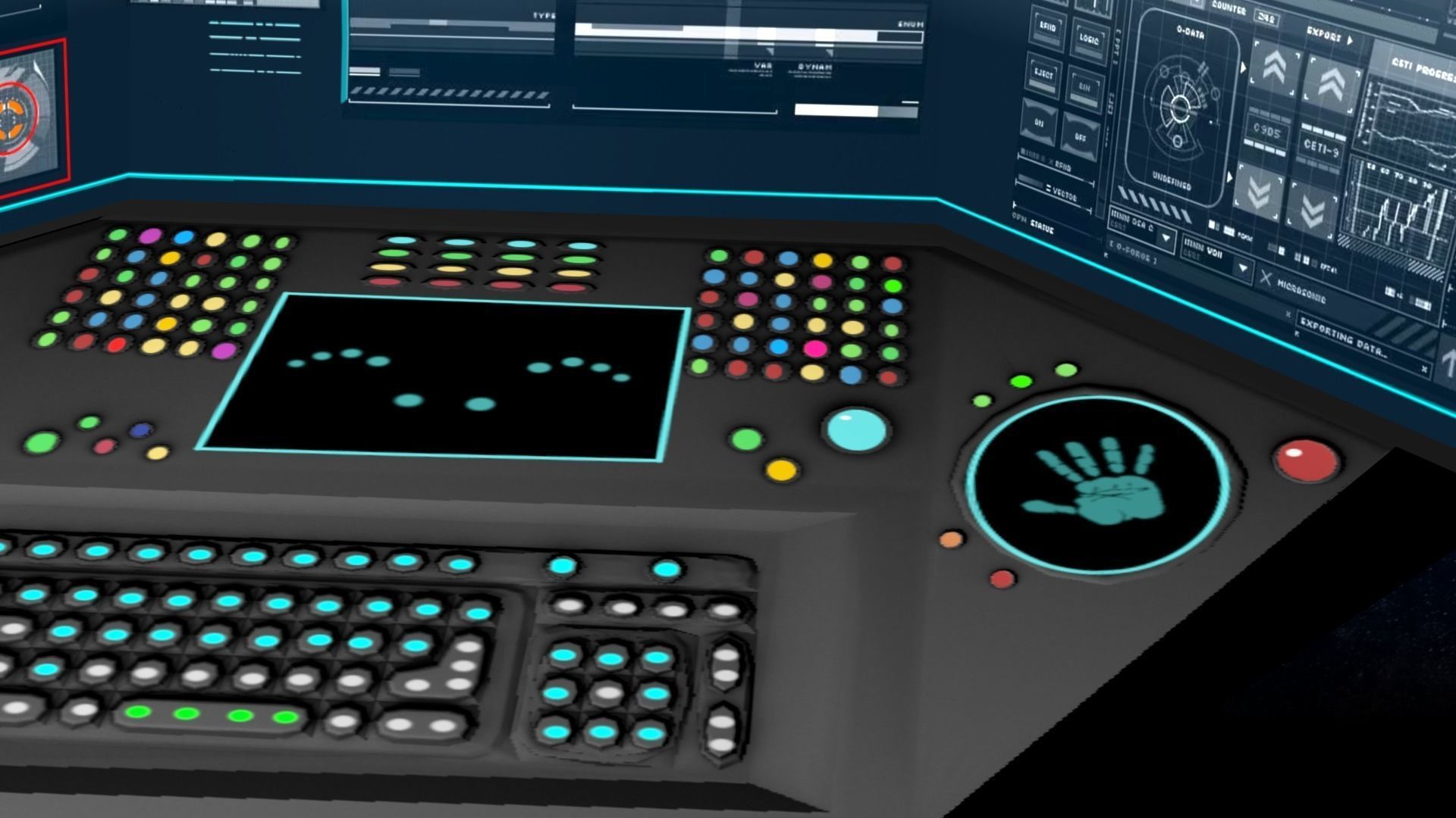 3D model Sci fi Space Ship Corner Terminal Computer - Game-Ready VR ...