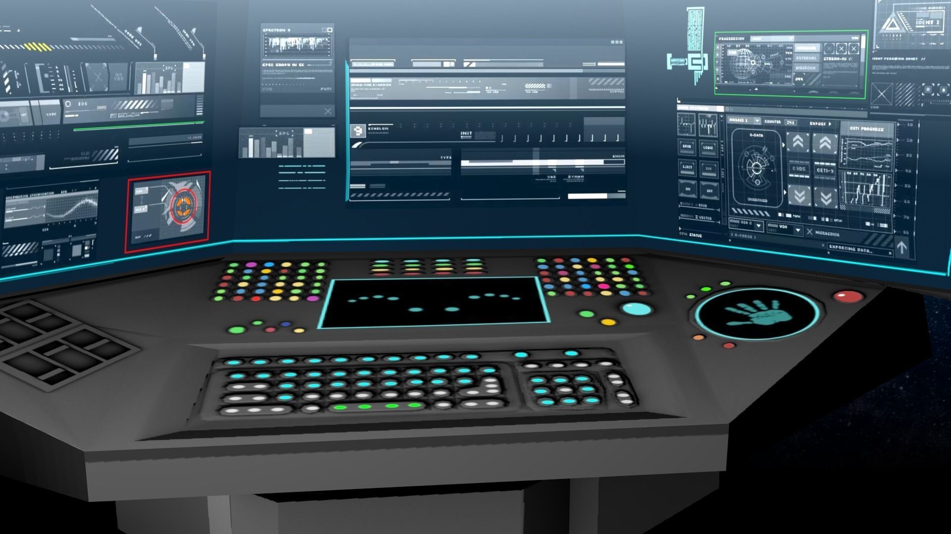 3D model Sci fi Space Ship Corner Terminal Computer - Game-Ready VR ...