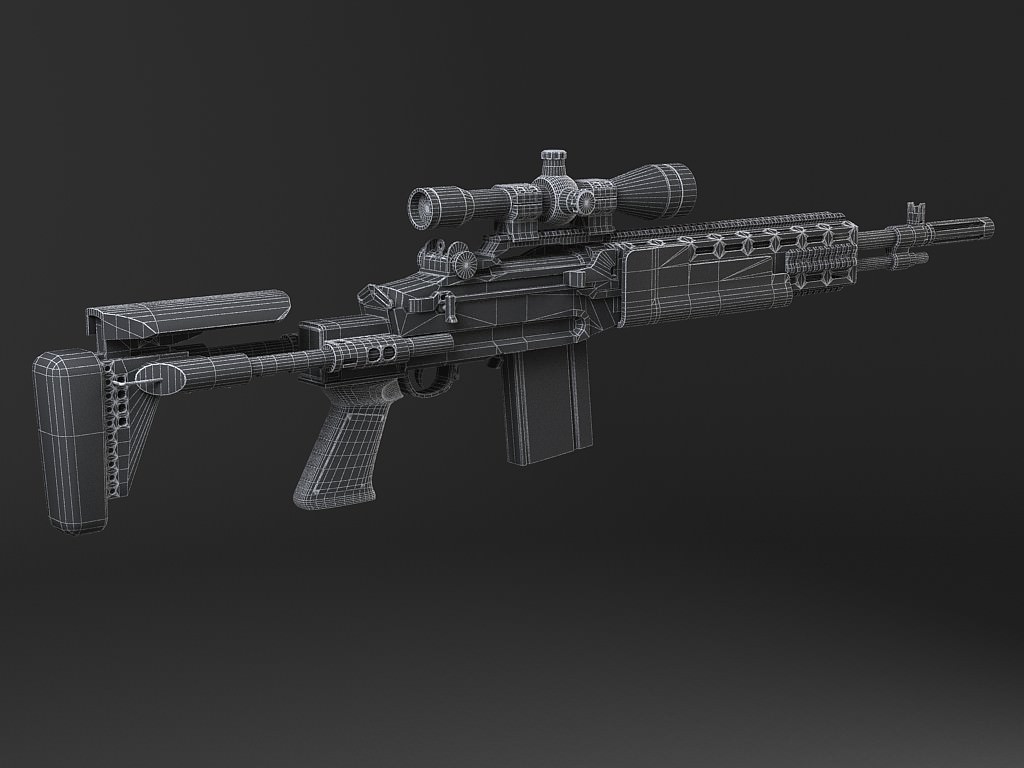 M14 EBR sniper rifle 3D Model .max .obj .3ds .fbx .c4d .lwo .lw .lws ...