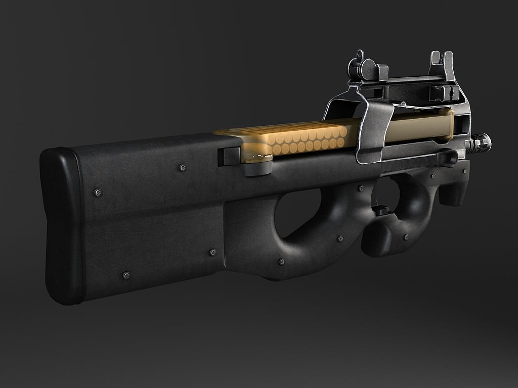 FN P90 submachine gun 3D Model .max .obj .3ds .fbx .c4d .lwo .lw .lws ...