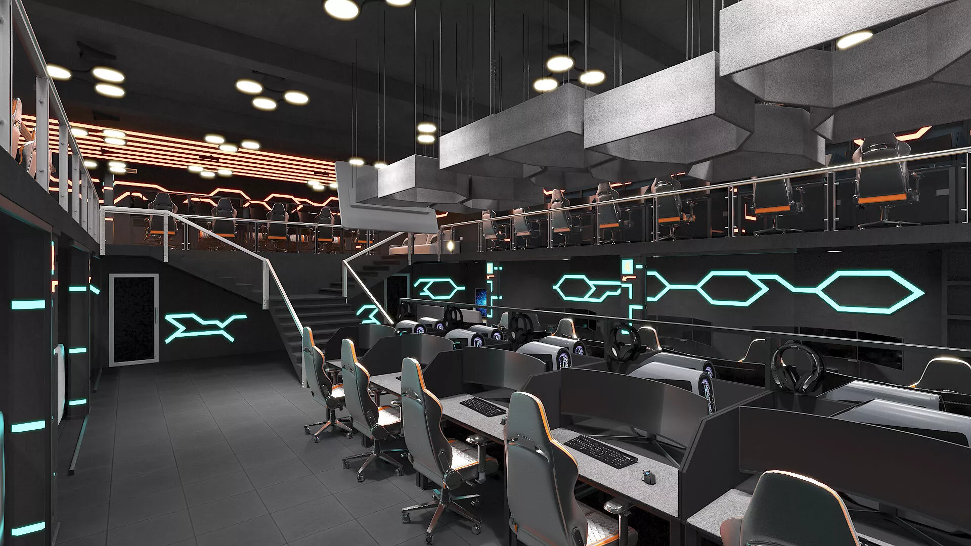 Esports Arena with Gaming Workstations Interior 3D model | CGTrader