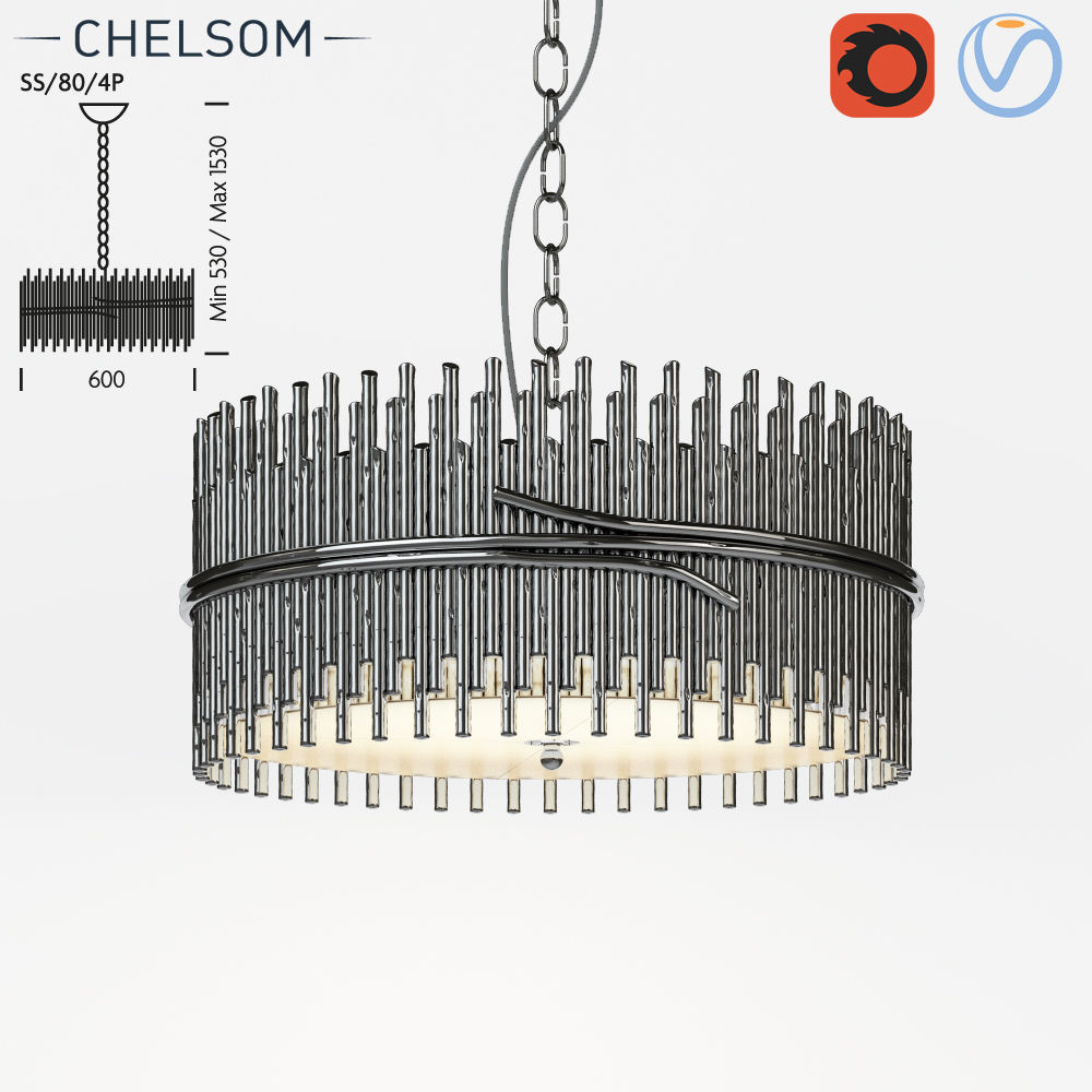 Chelsom Silver Sculpture SS 80 4P ceiling lamp 3D model | CGTrader