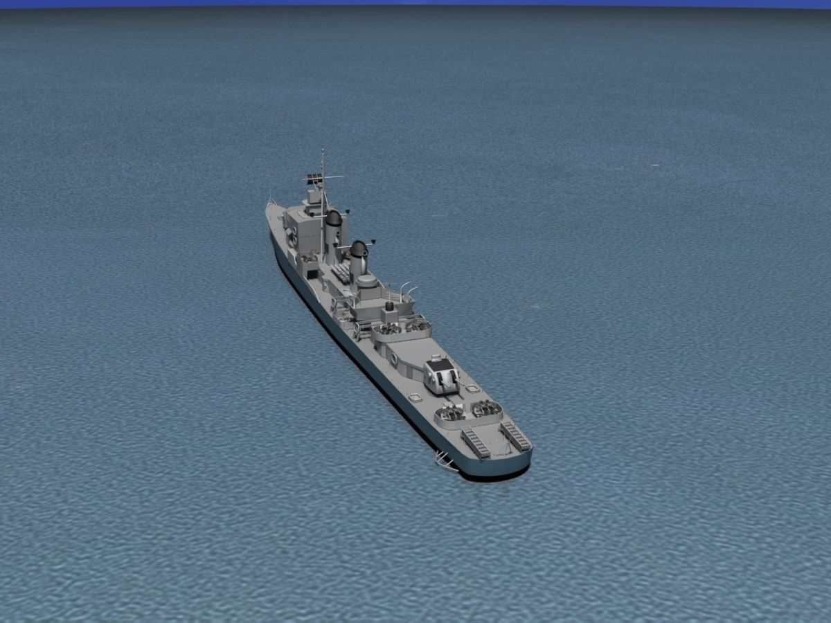 Sumner Class Destroyer DD-761 USS Buck 3D model rigged | CGTrader