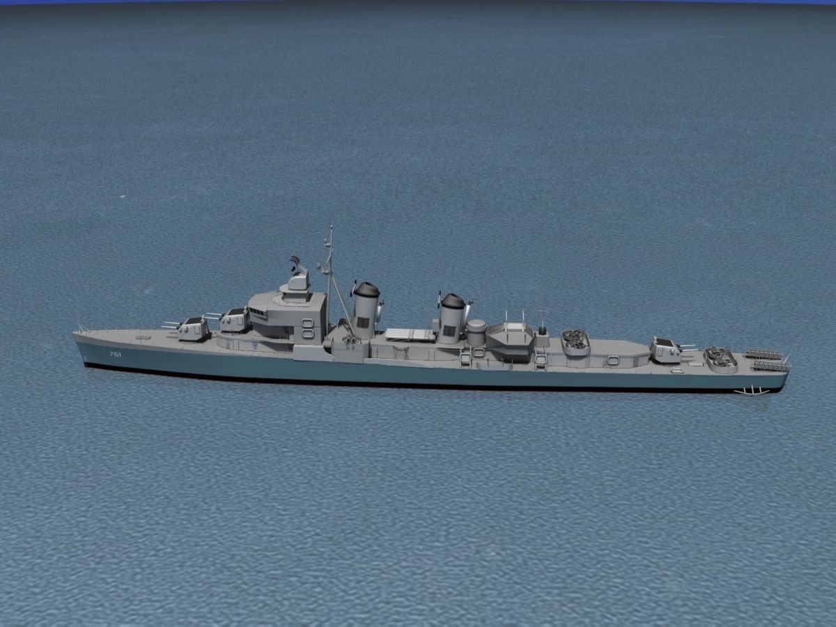 Sumner Class Destroyer DD-761 USS Buck 3D model rigged | CGTrader