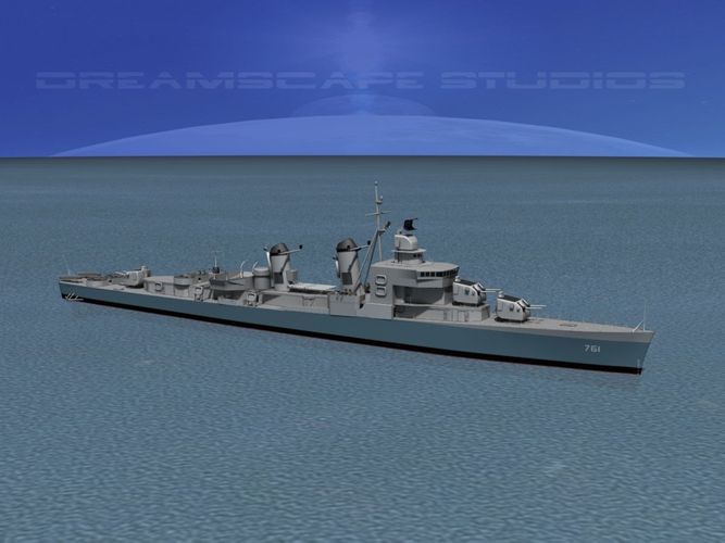 Sumner Class Destroyer DD-761 USS Buck 3D Model rigged MAX OBJ 3DS DXF ...