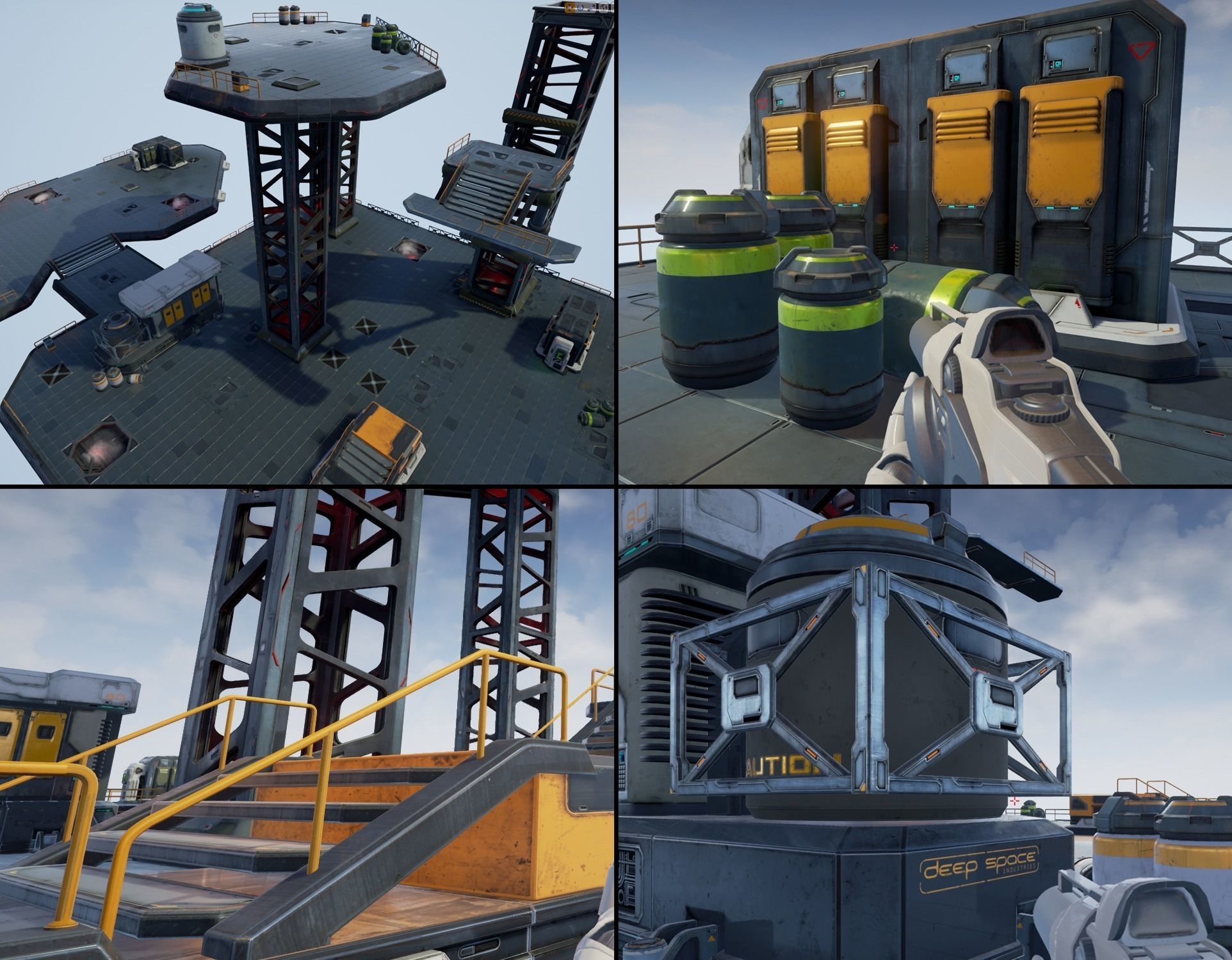 3D model Modular Sci-Fi Space Base Location and Props - low poly VR ...