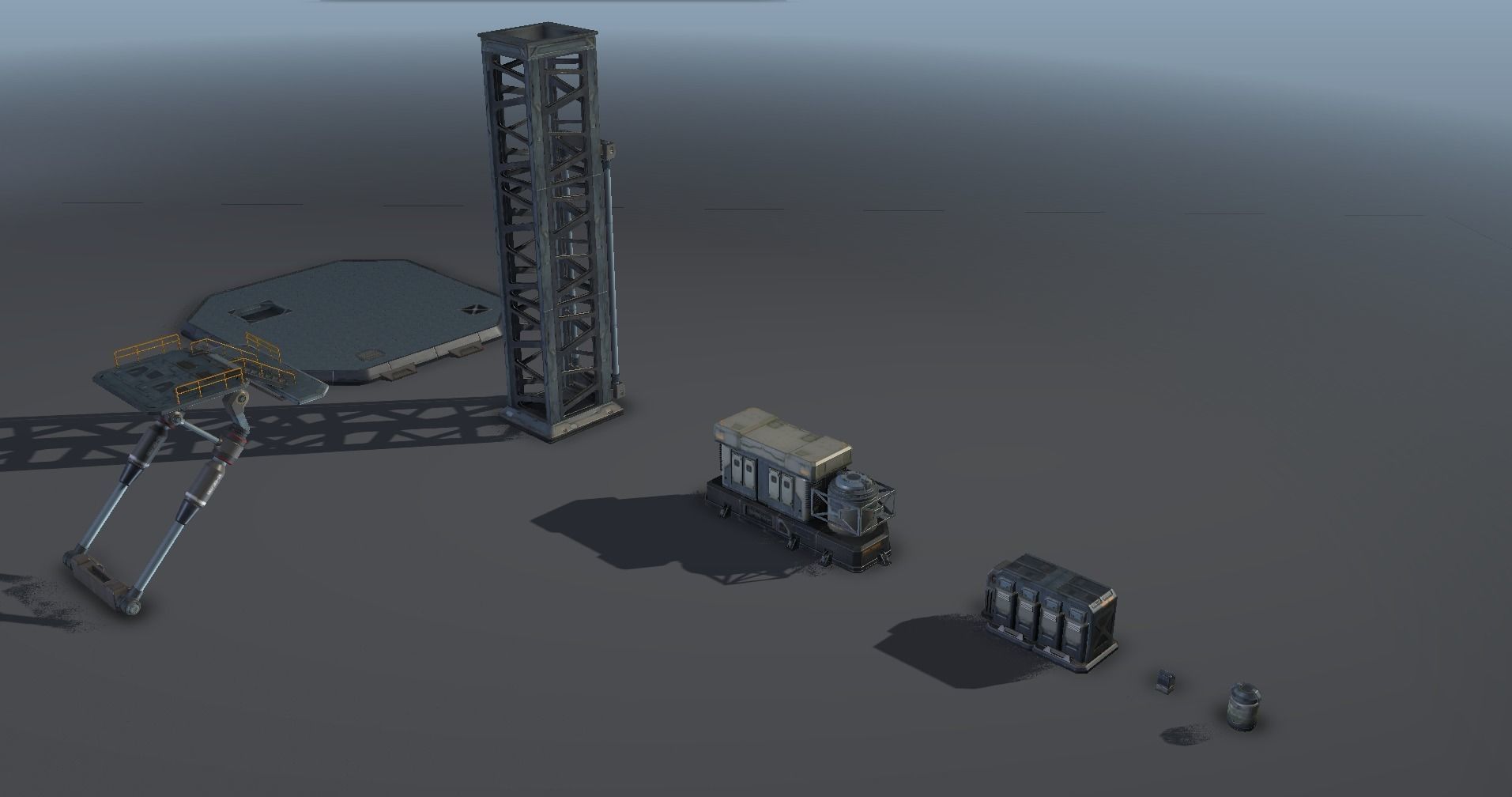 3D model Modular Sci-Fi Space Base Location and Props - low poly VR ...