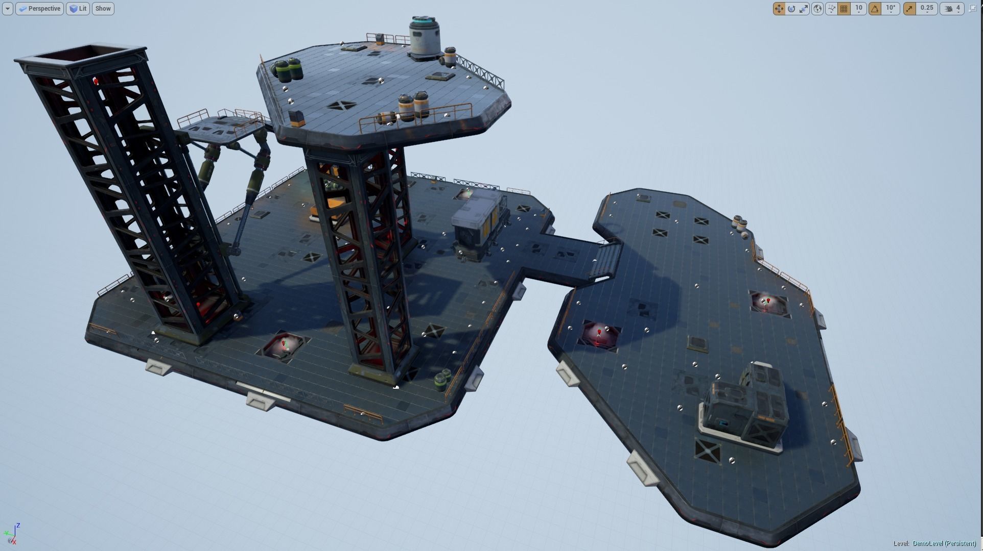 3D model Modular Sci-Fi Space Base Location and Props - low poly VR ...