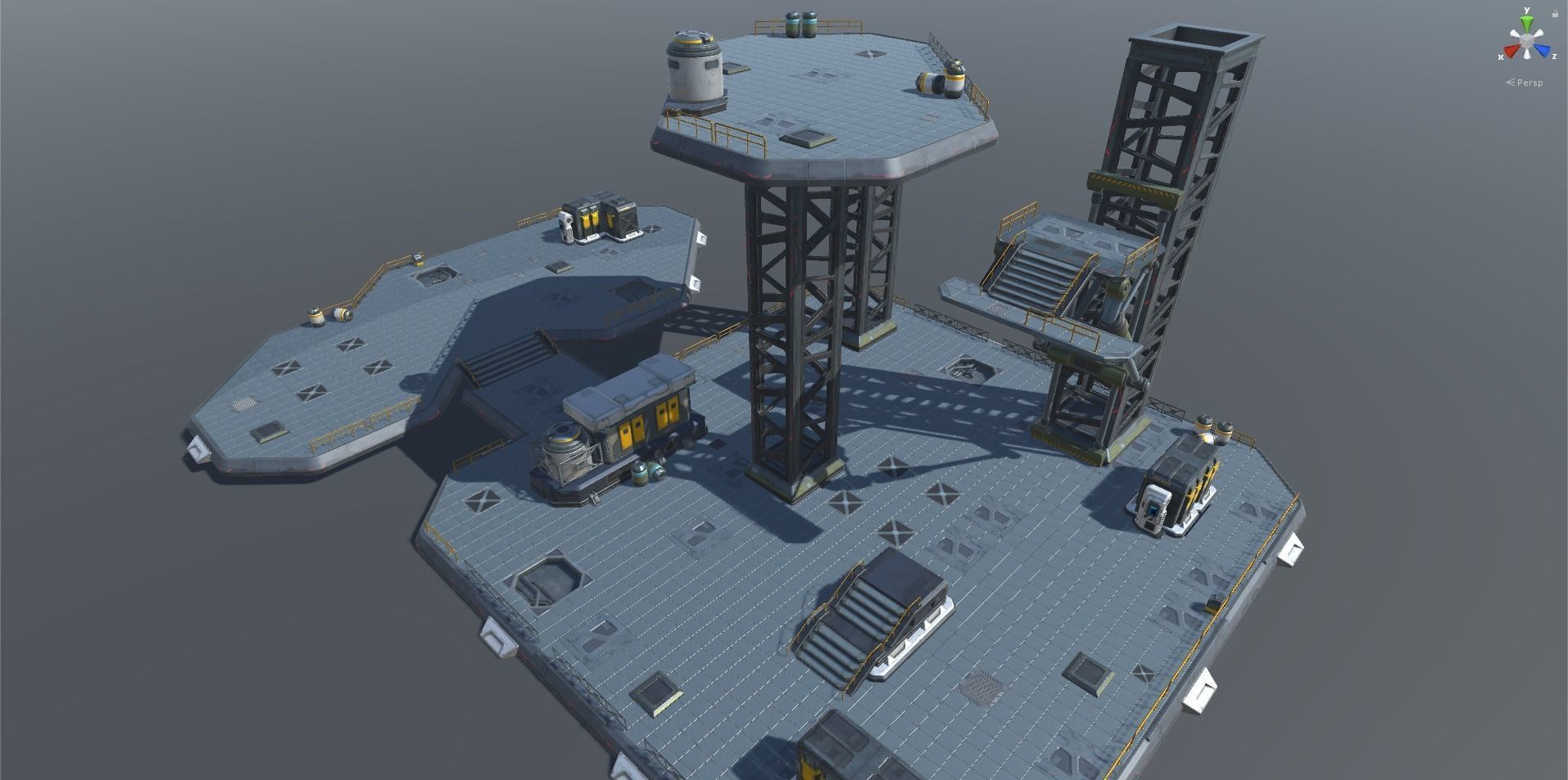 3D model Modular Sci-Fi Space Base Location and Props - low poly VR ...