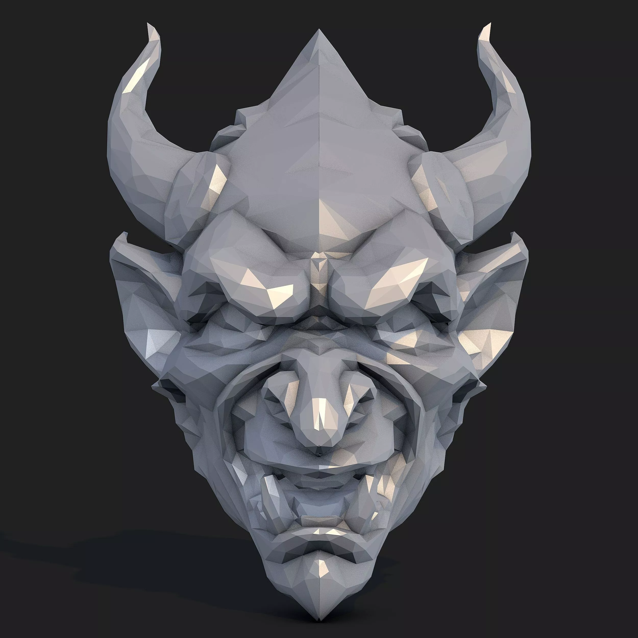 Gargoyle Demon Head Low Poly Gothic Mask STL 3D model 3D printable ...
