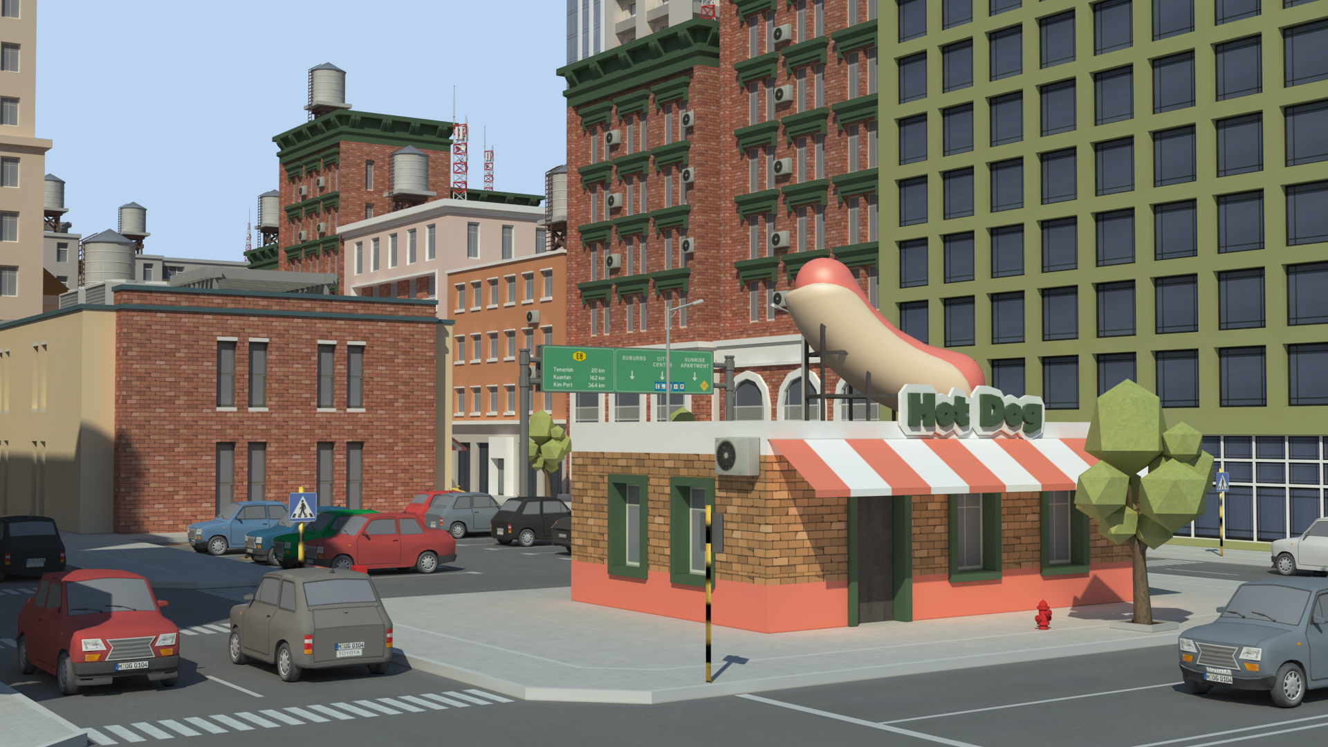 3D model Realistic Lowpoly Simple City VR / AR / low-poly | CGTrader