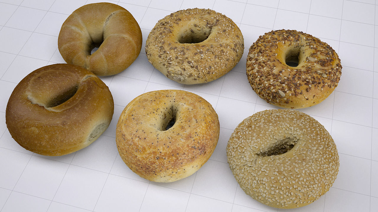 3D model 6 Bagel Pack - High resolution 3d scan VR / AR / low-poly ...