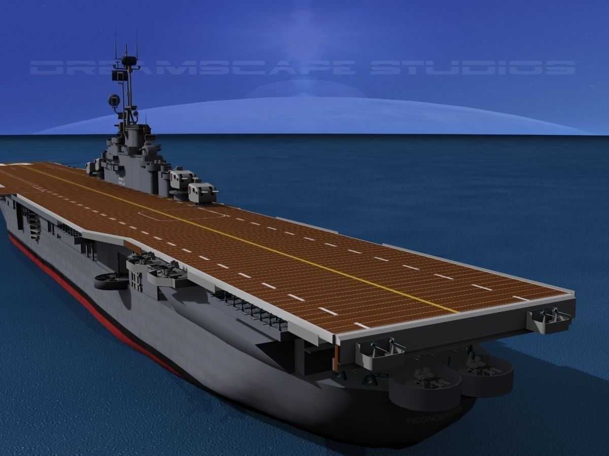 Essex Class Aircraft Carrier CV-17 USS Bunker Hill 3D model animated ...