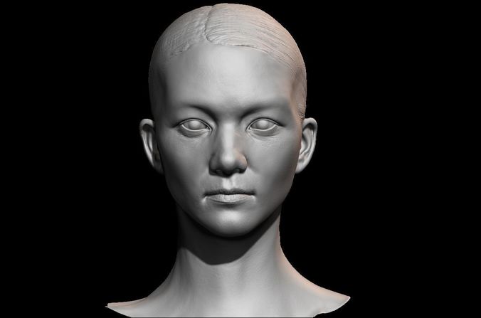 High detailed asian female face with UV and low poly 3D model | CGTrader