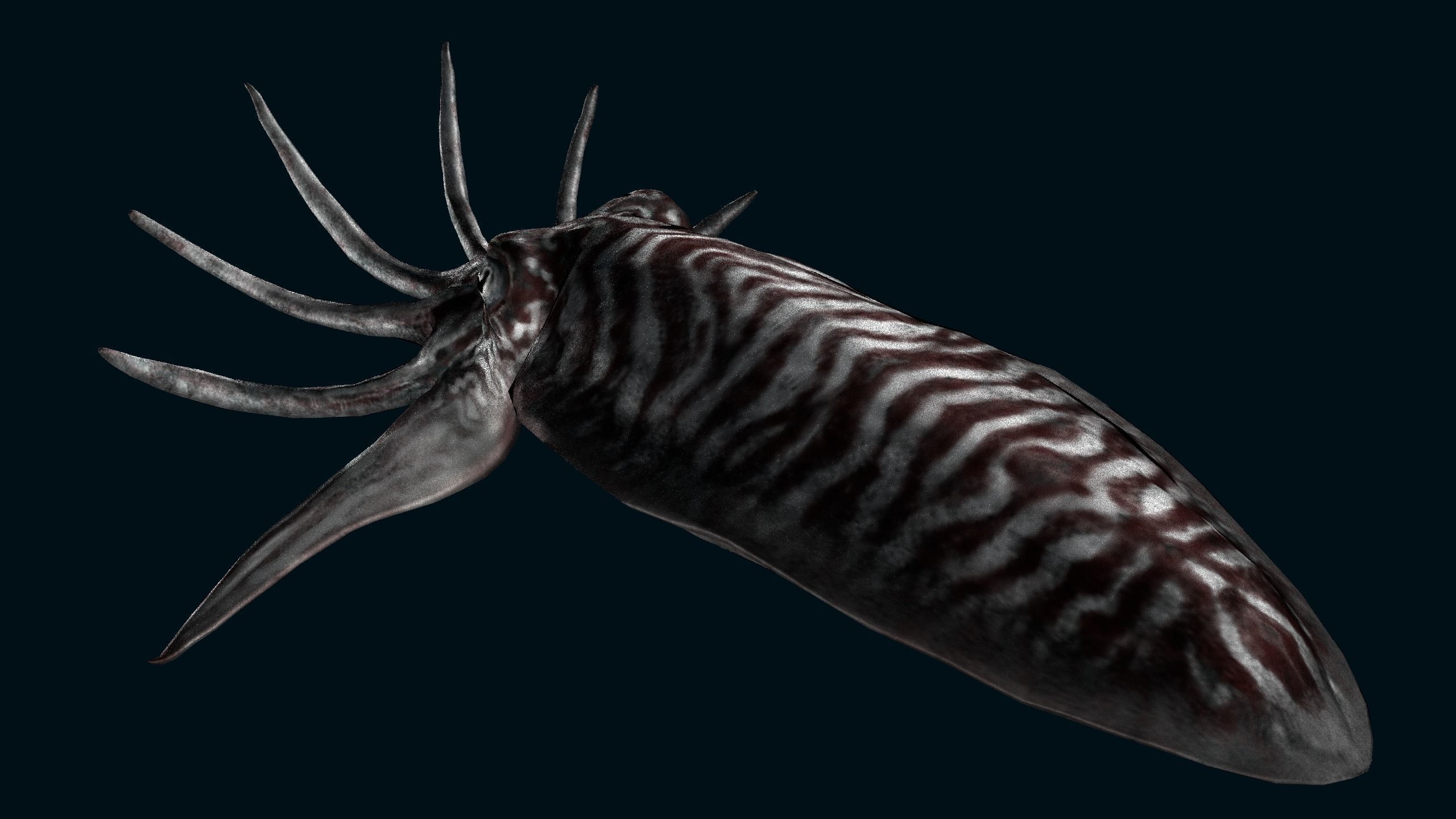 3D model Cuttlefish squid with glowing tentacles VR / AR / low-poly ...