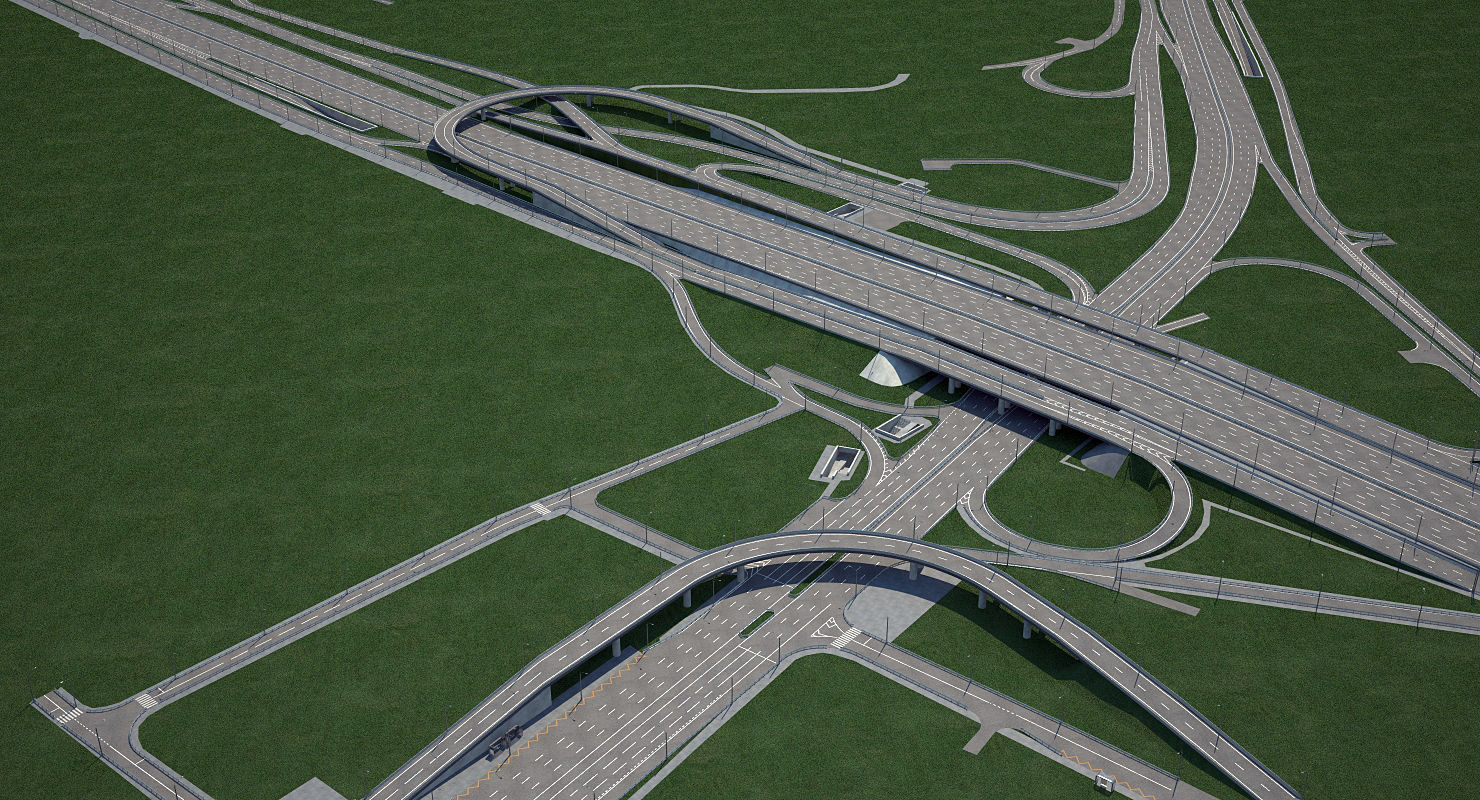 Highway Road Junction 3D model | CGTrader