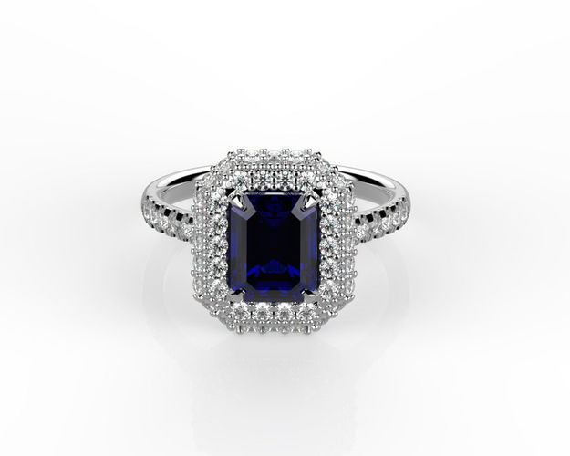 Emerald cut engagement ring 3D model 3D printable | CGTrader