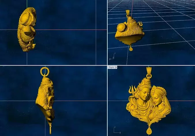 shiva siva god hindu gold silver locket 3D model 3D printable | CGTrader