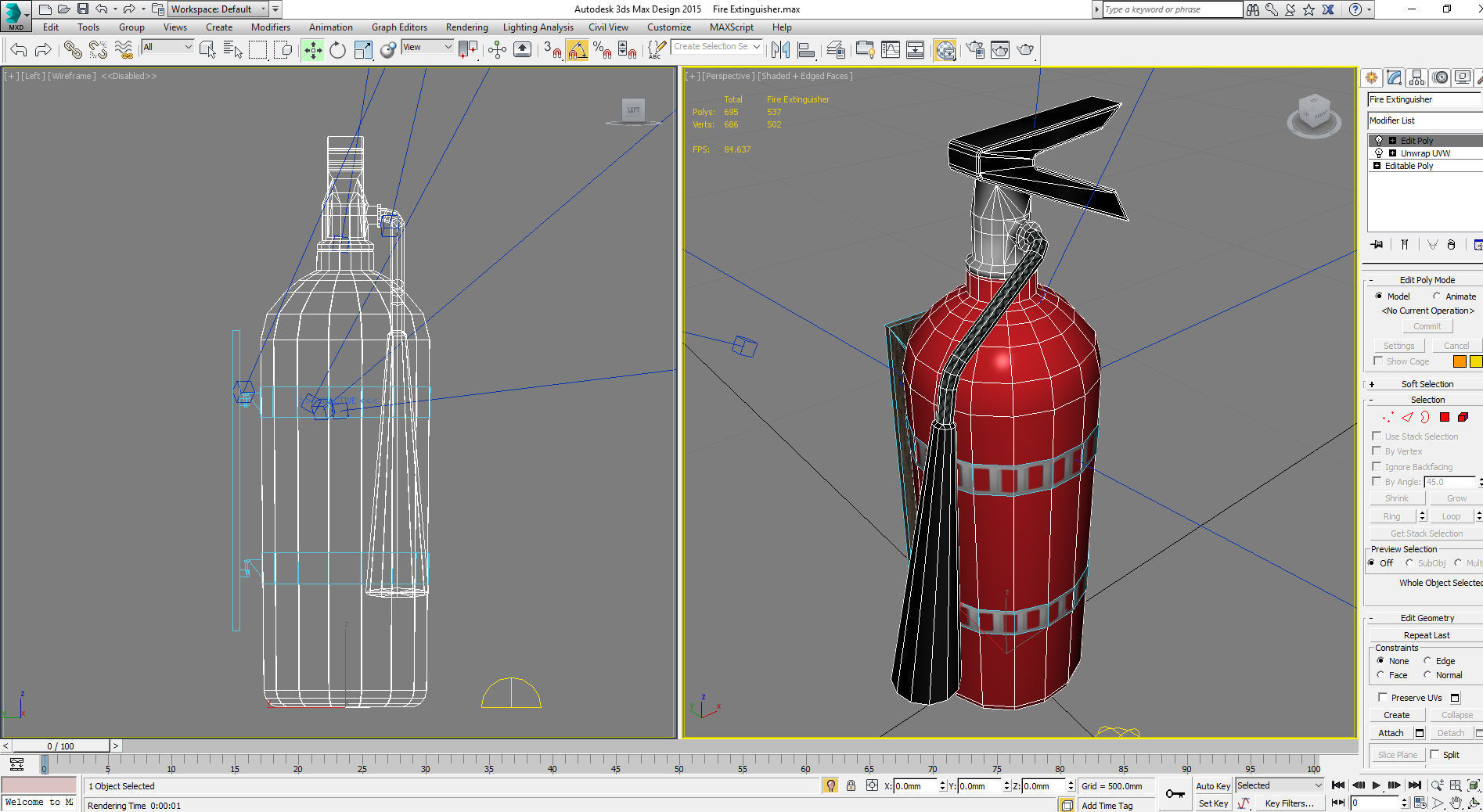 3D model low poly fire extinguisher and wall mount VR / AR / low-poly ...